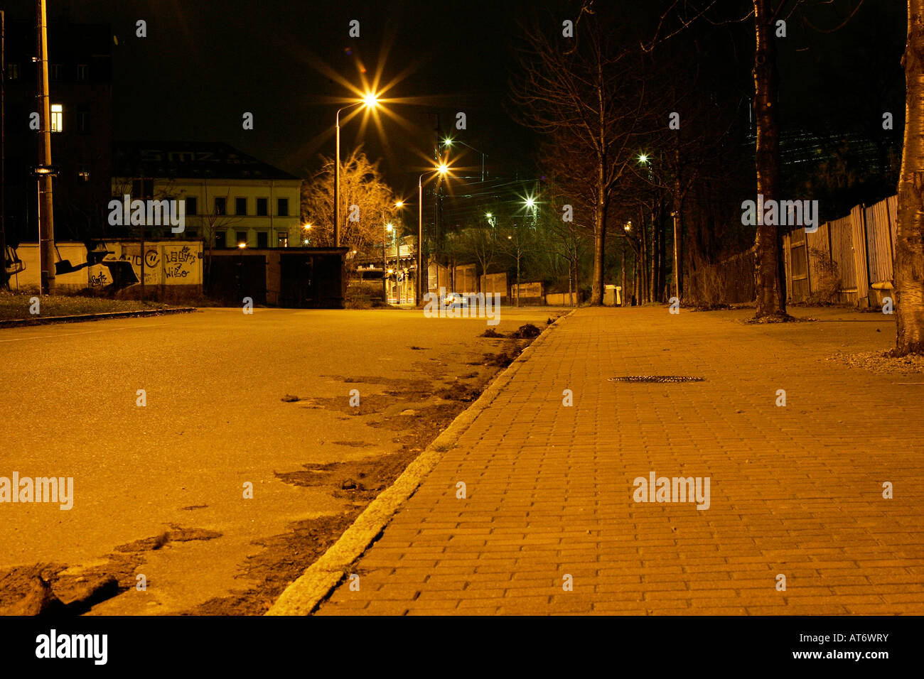 street in an industrial area at night Stock Photo - Alamy