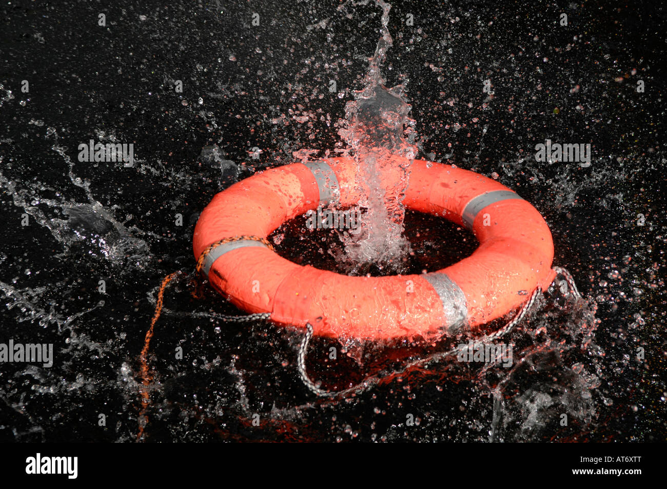 Life preserver floating on water, close-up Stock Photo - Alamy