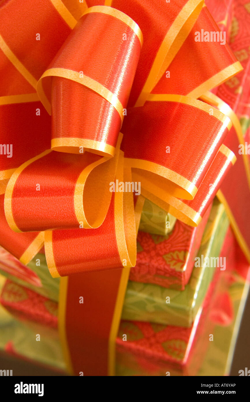 Colored gift boxes with bow Stock Photo - Alamy
