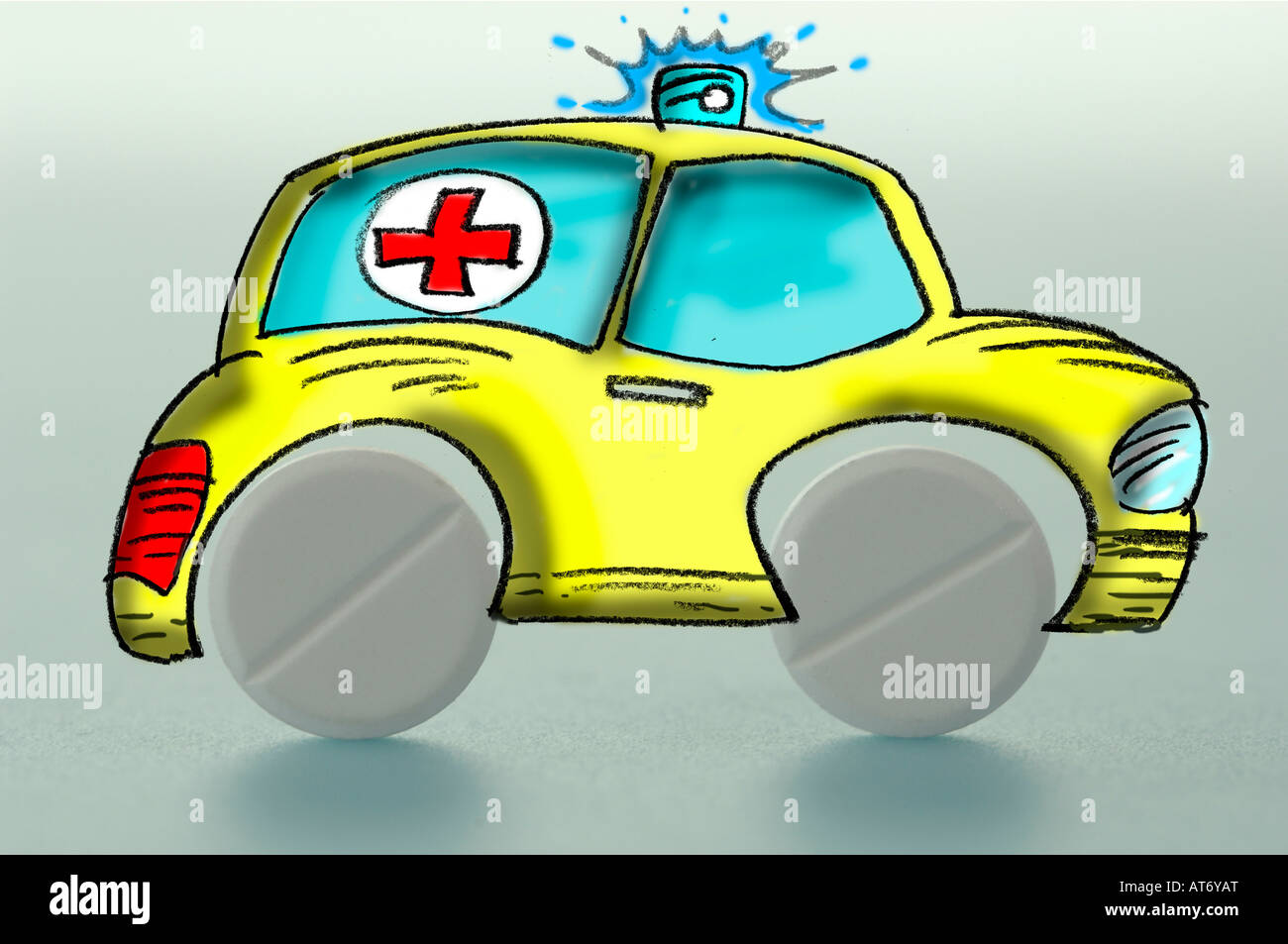 Illustration, Red cross symbol on an ambulance Stock Photo - Alamy