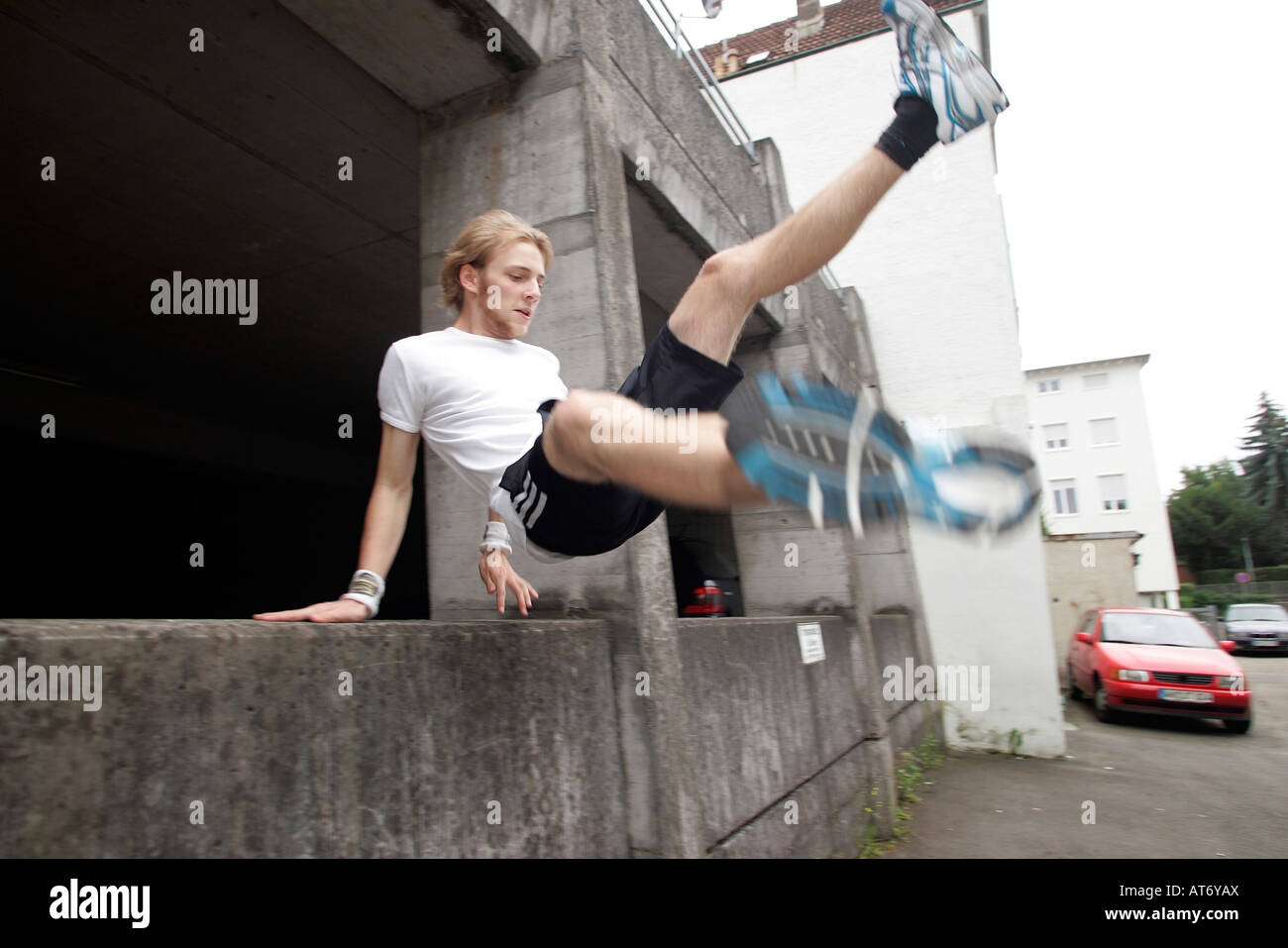 traceur practicing parkour in Germany Stock Photo - Alamy