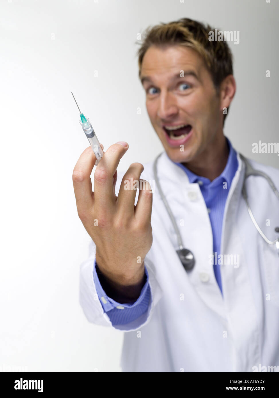 Male Doctor with Syringe, portrait Stock Photo - Alamy