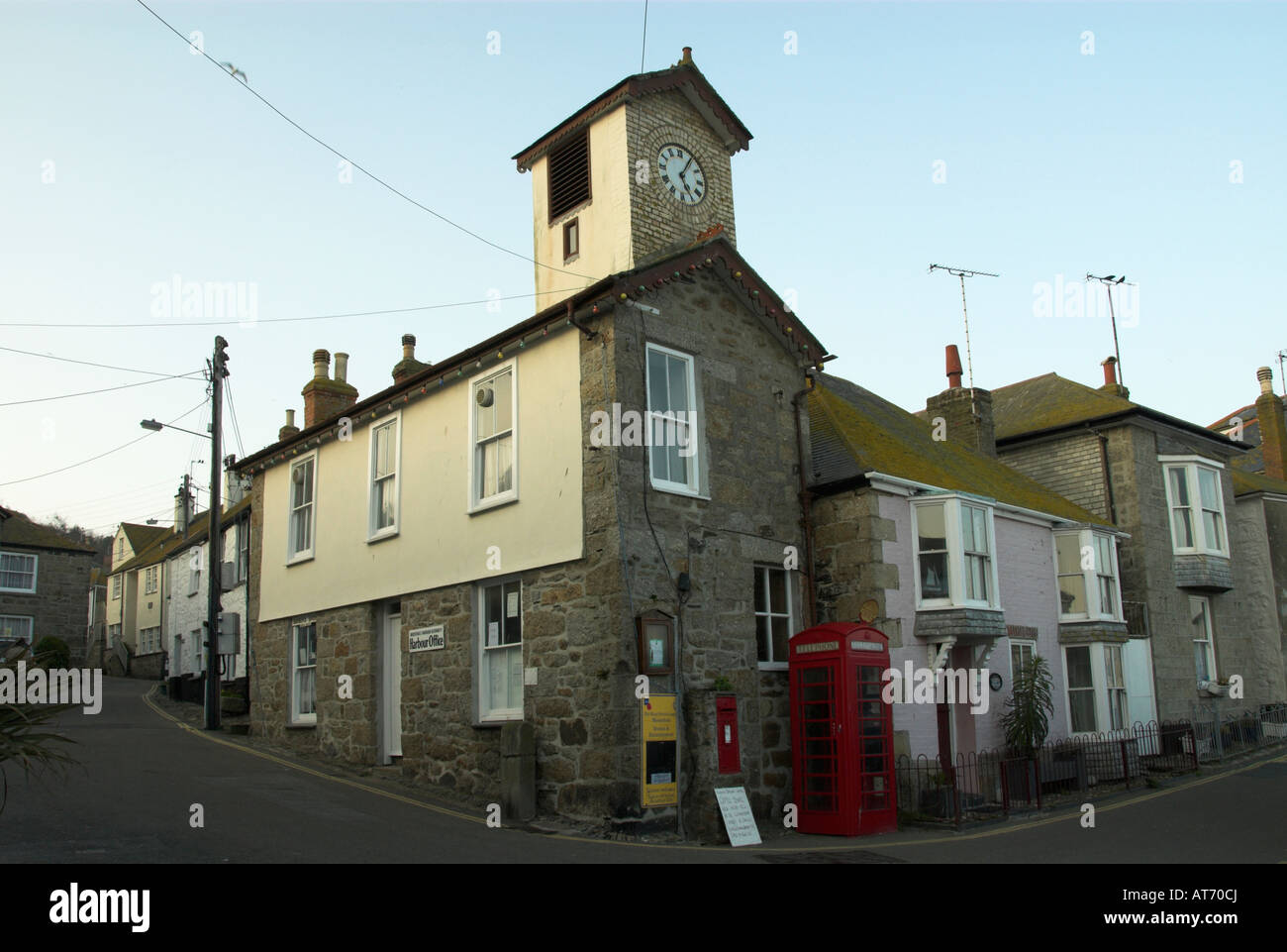 Clock Tower at Mousehole Cornwall Stock Photo - Alamy