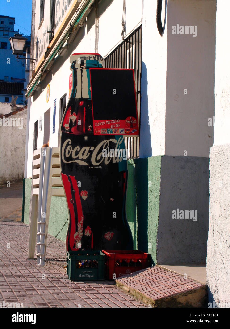 coke bottle bar sign gaucin andalucia spain spanish Stock Photo - Alamy