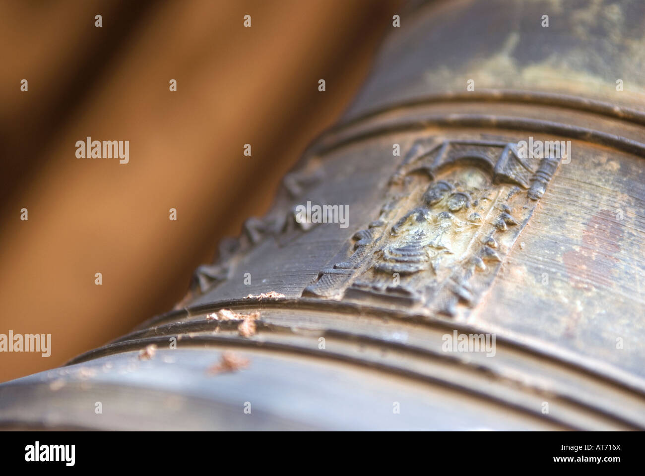 Detail of an image of God resurrecting on a bell in the bell tower of ...