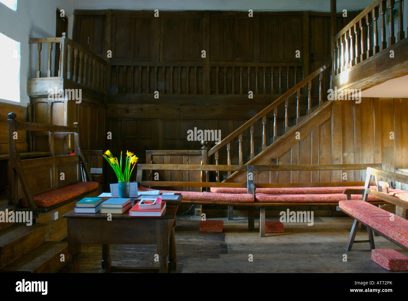 Interior of Brigflatts Quaker meeting house, near Sedbergh, Yorkshire ...
