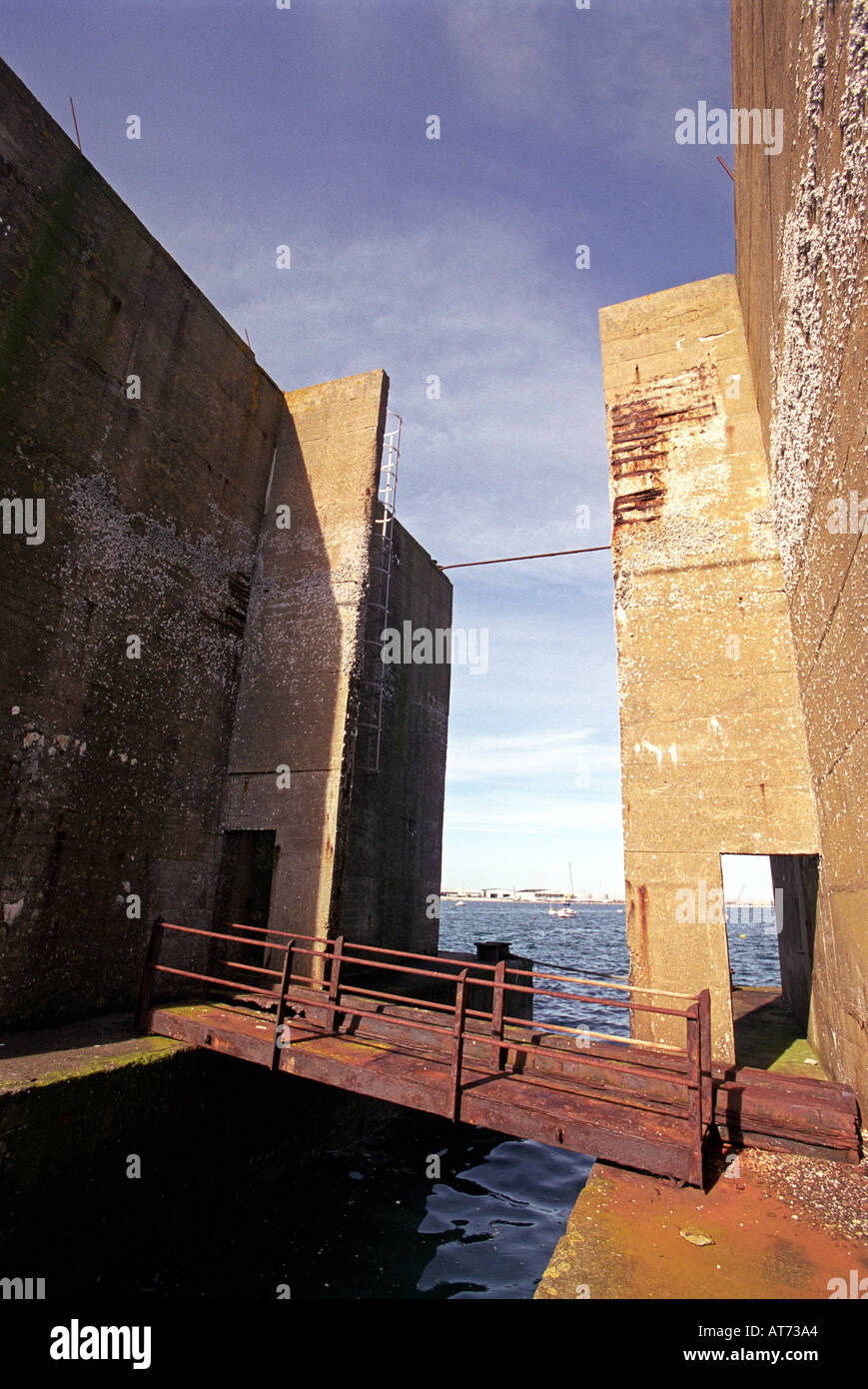 Mulberry Harbour in Portland Harbour in Dorset Britain UK Stock Photo ...