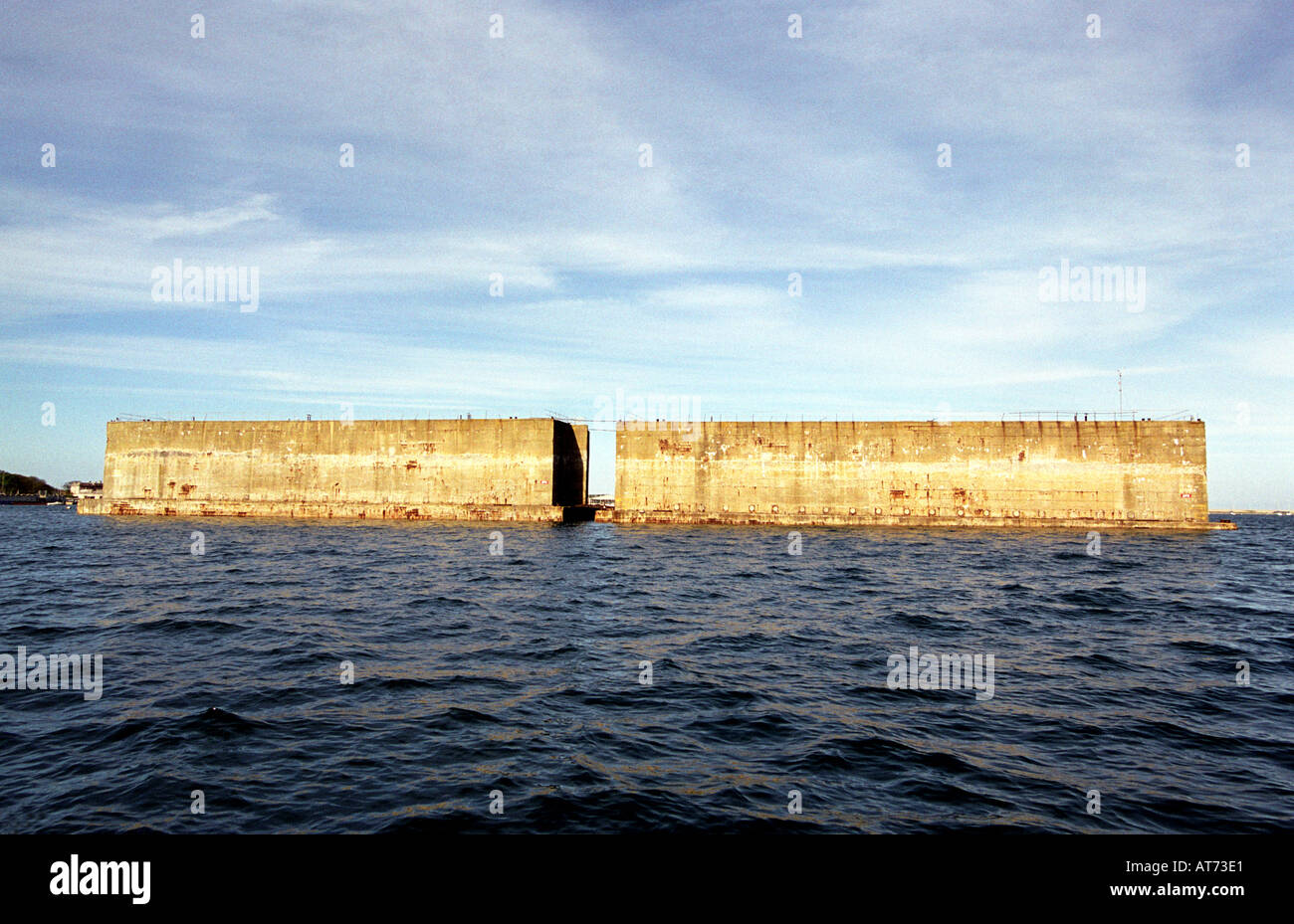 Mulberry Harbour in Portland Harbour in Dorset Britain UK Stock Photo ...