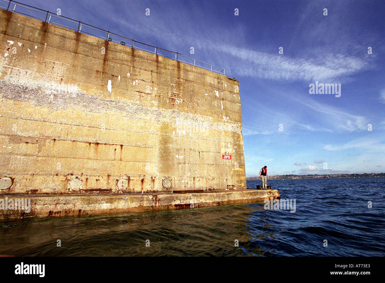 Mulberry Harbour in Portland Harbour in Dorset Britain UK Stock Photo ...