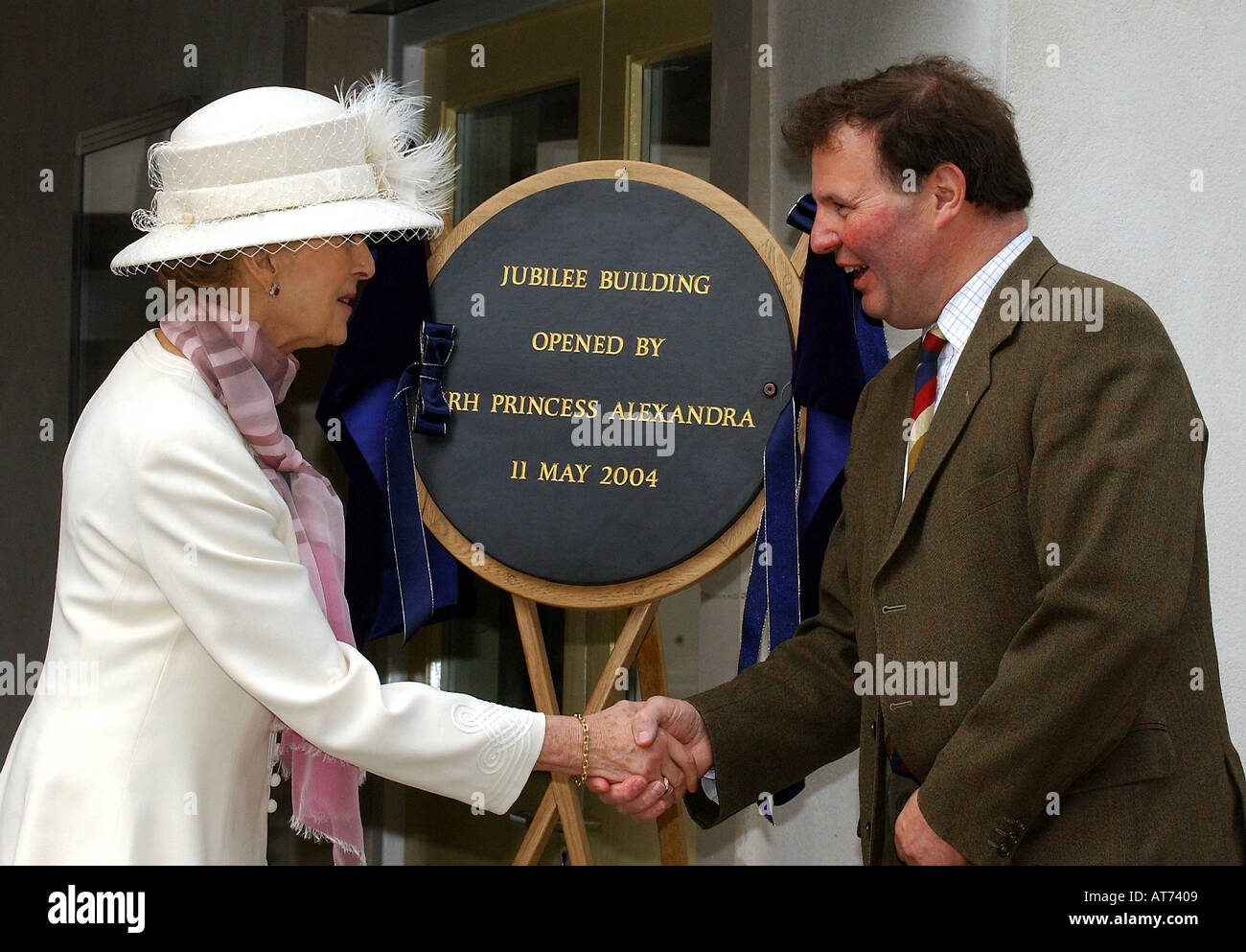 Princess Alexandra shaking hands with headmaster of Milton Abbey School ...