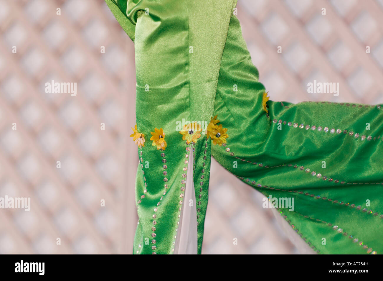 Woman dancing in green costume Stock Photo - Alamy