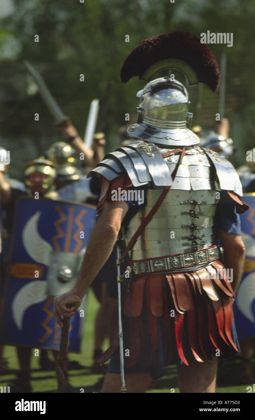 Centurion of the Roman Army in full dress at the Lunt Fort at Baginton ...