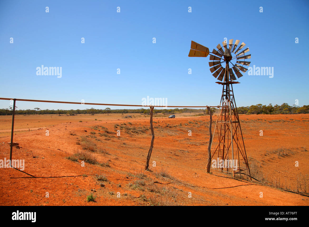 Windmill and dry water hole Drought outback Australia Stock Photo - Alamy