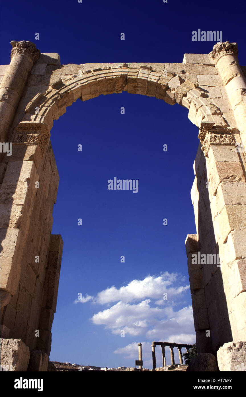Roman archway in the city of Jerash outside Amman Jordan Stock Photo ...