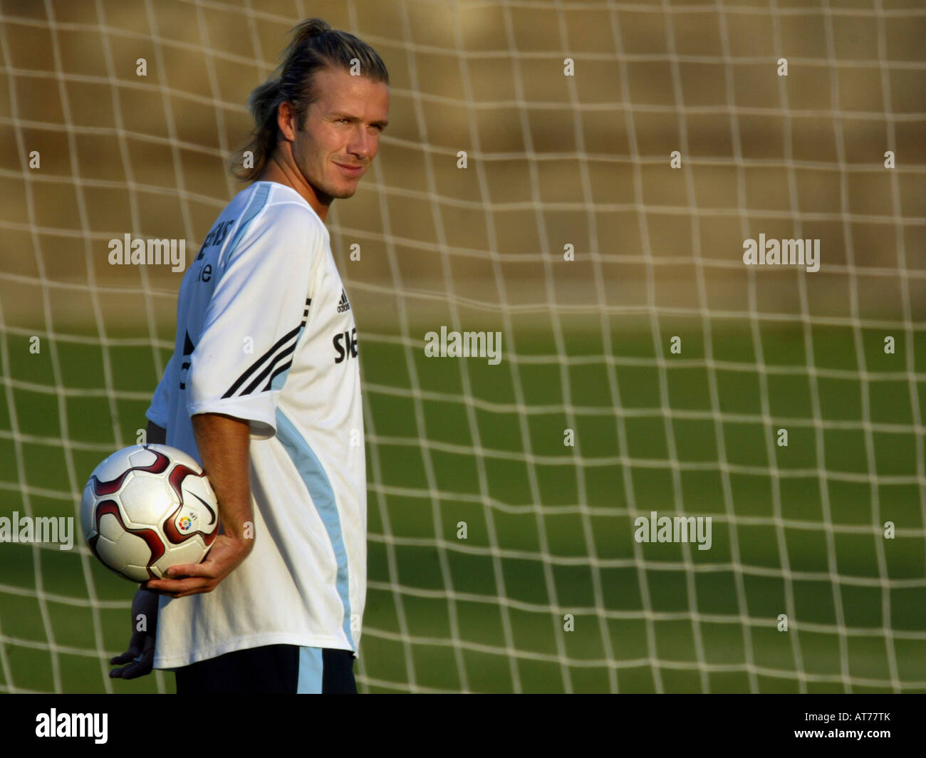 Real Madrid soccer player David Beckham of England attends a team's ...