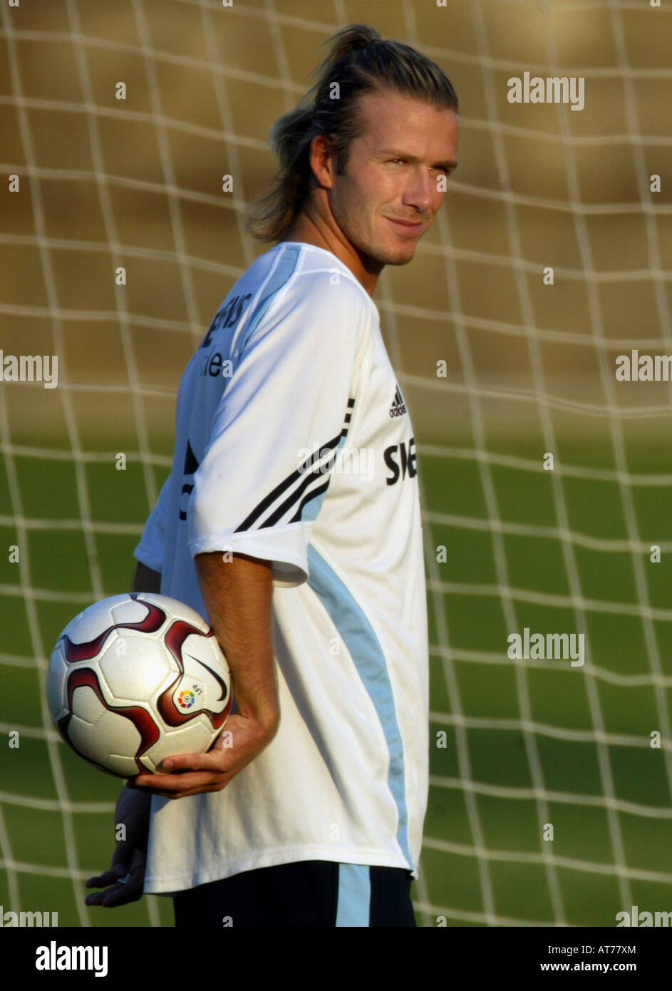 Real Madrid soccer player David Beckham of England attends a team's ...