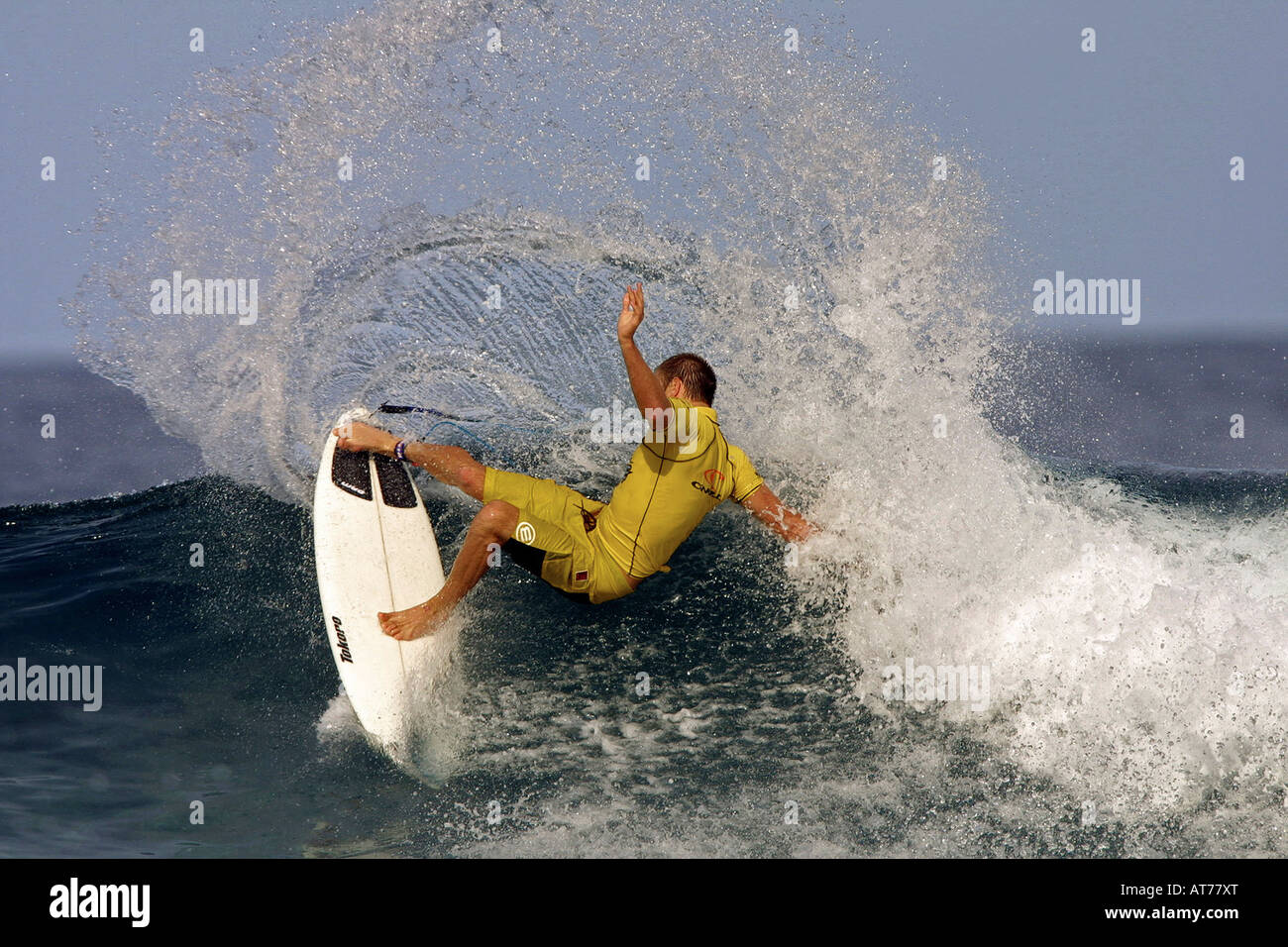 A surfer in action during WQS O'neill Deep Blue Open surfing ...