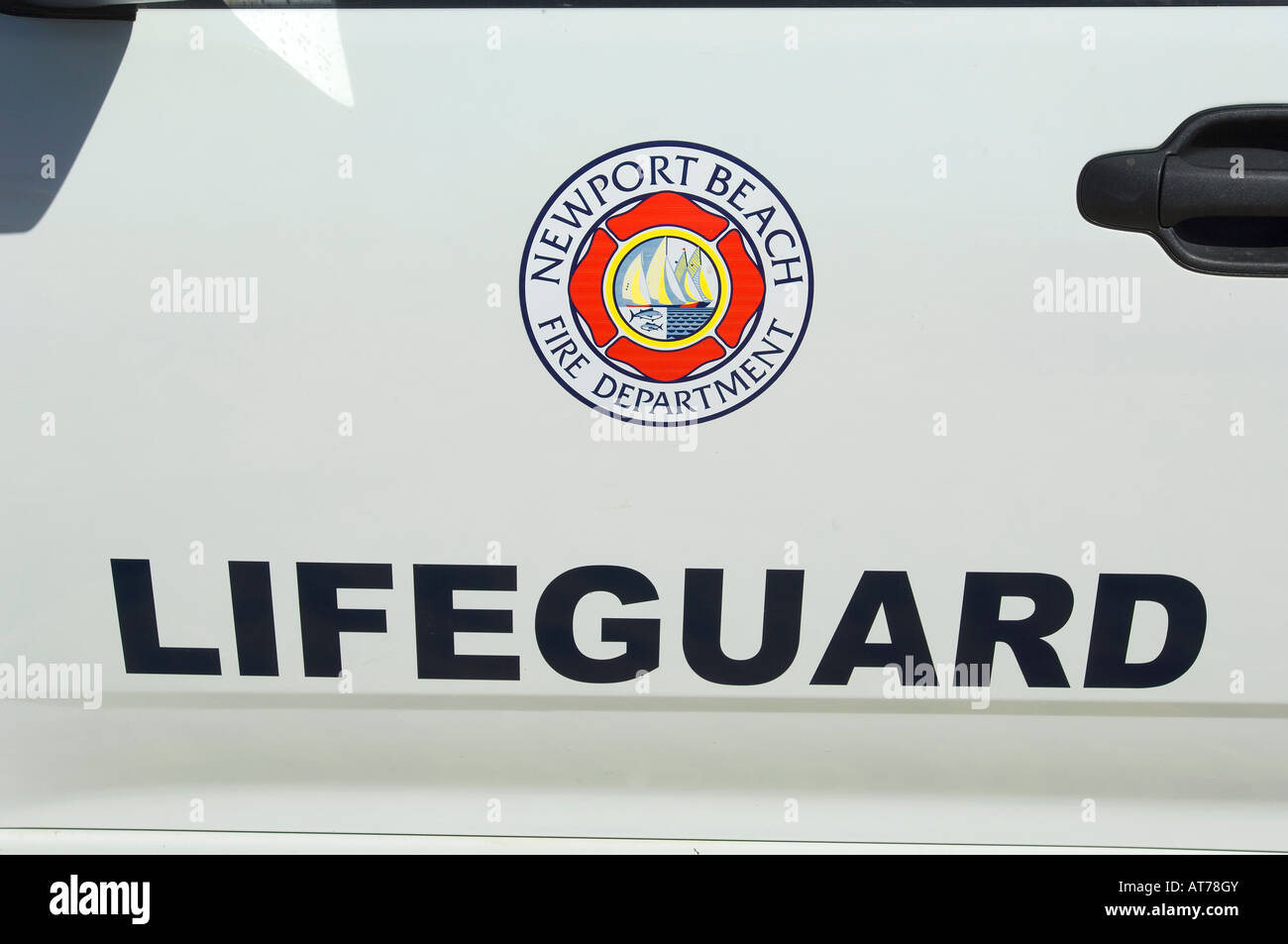 Newport Beach logo fire lifeguard department vehicle California Stock ...