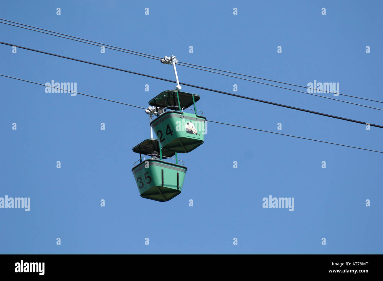 Overhead cable car against a blue sky Stock Photo - Alamy