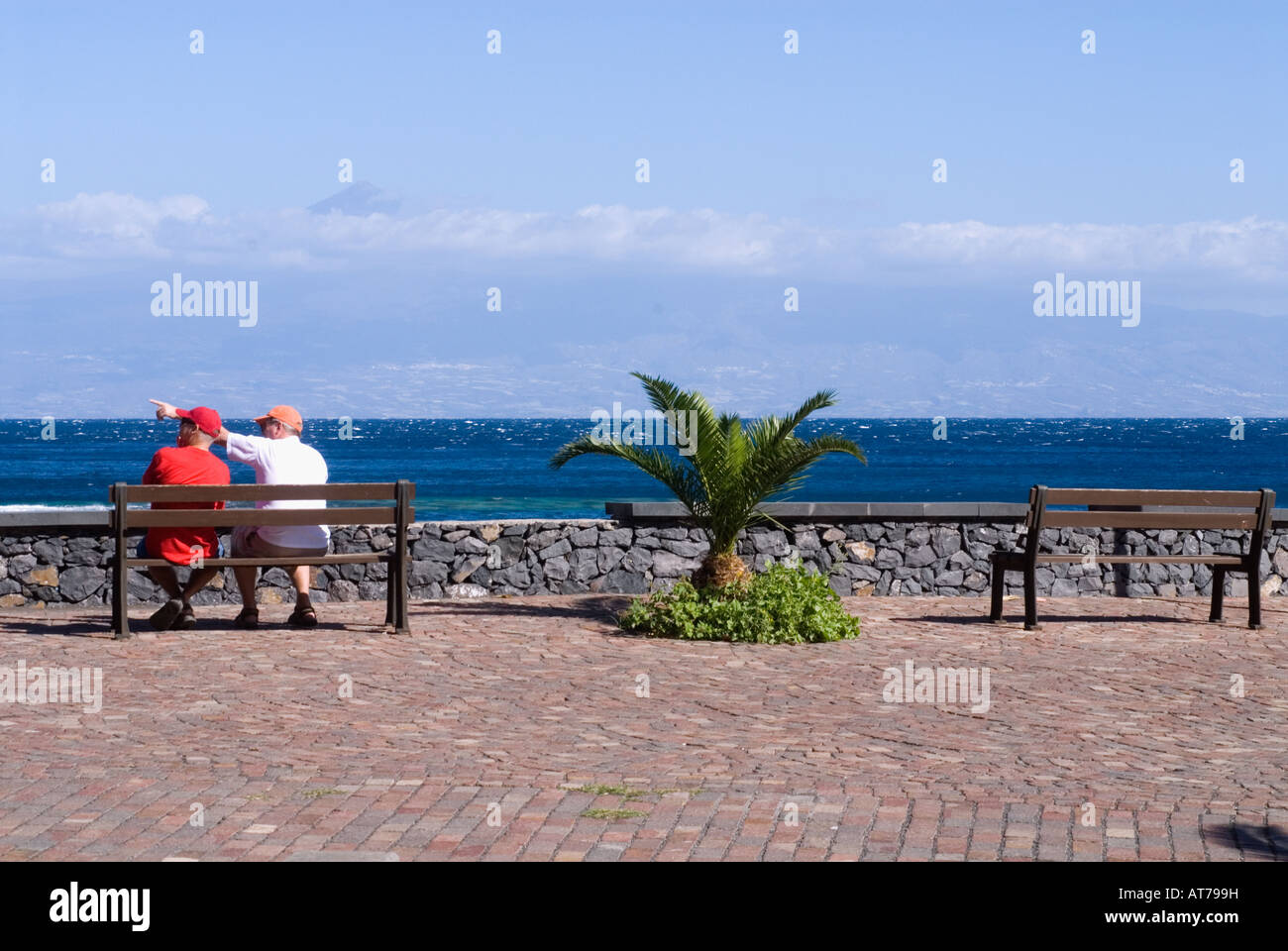 Tourists at the promenade of capital San Sebastian La Gomera Stock ...