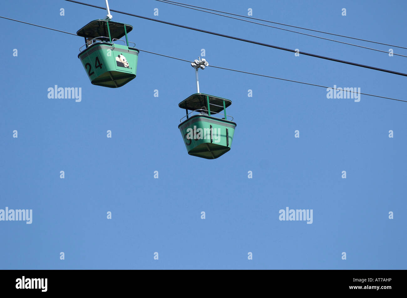 Overhead cable car against a blue sky Stock Photo - Alamy