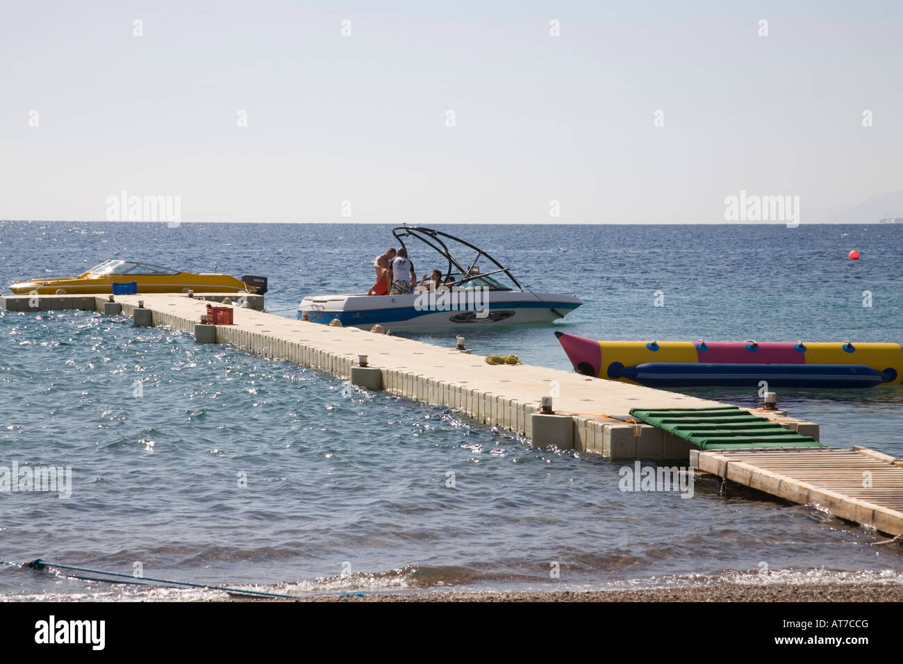 Taba Sinai Egypt North Africa February A speedboat leaving the jetty of ...