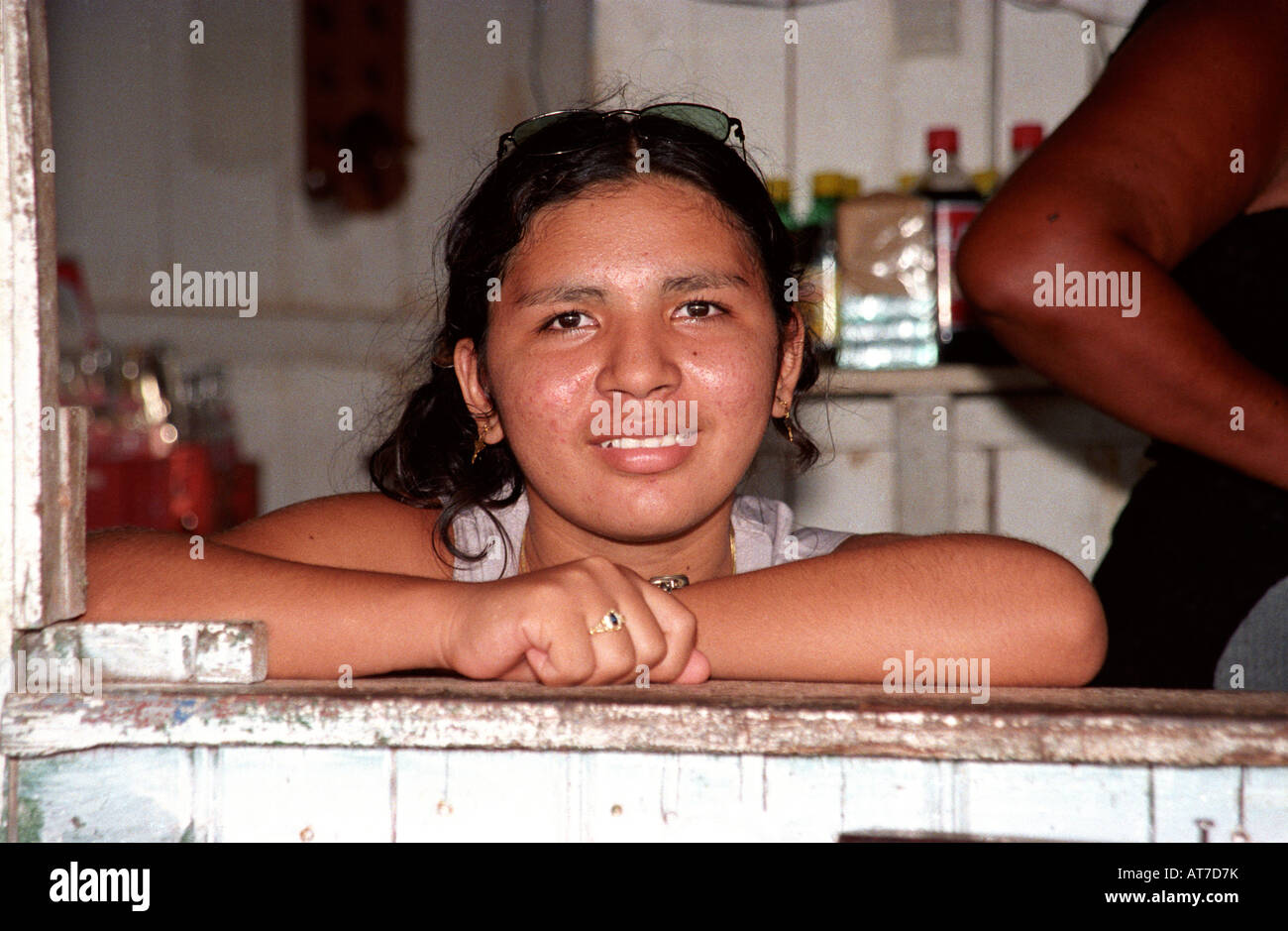 Smiling young woman working in a bar, Manaus, Brazil Stock Photo - Alamy