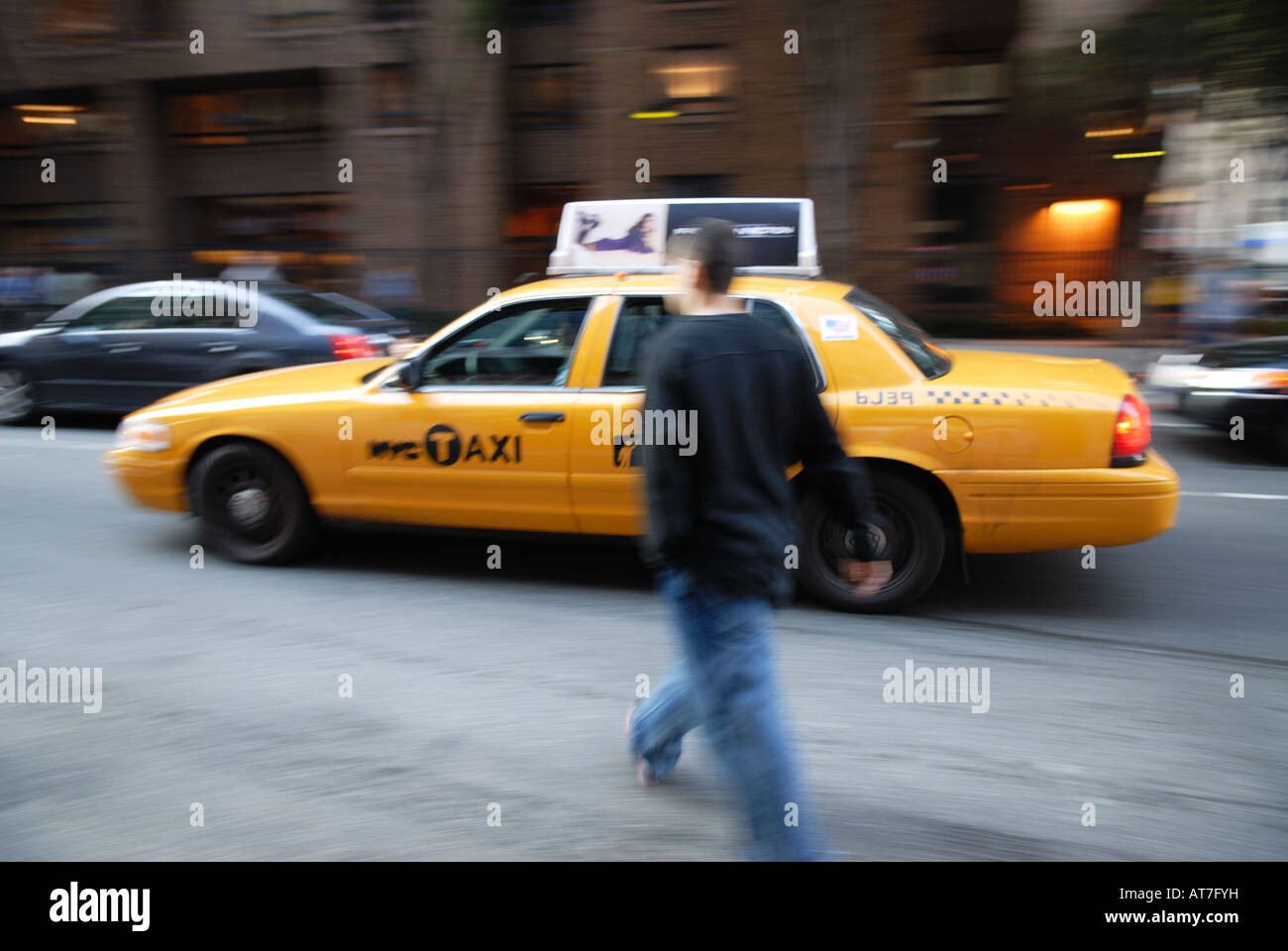yellow cab in manhattan Stock Photo - Alamy