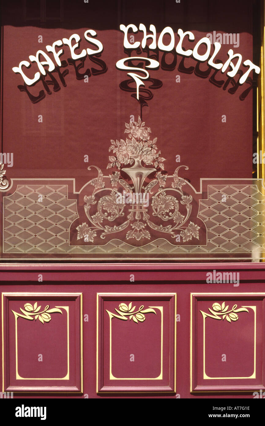 Typical café shop window in Normandy, France Stock Photo - Alamy