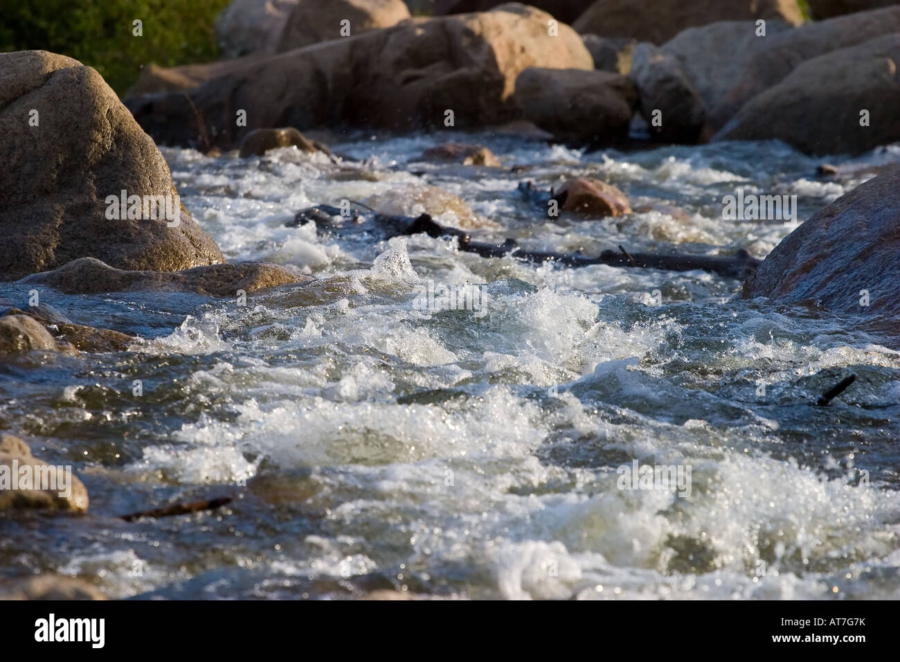A rushing stream cascades over rocks in the Colorado Rockies Stock ...
