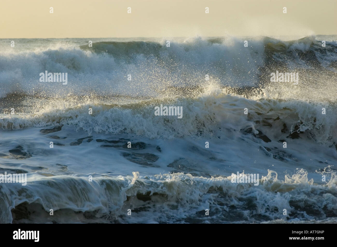Waves breaking in rough sea, Malaga, Spain Stock Photo - Alamy