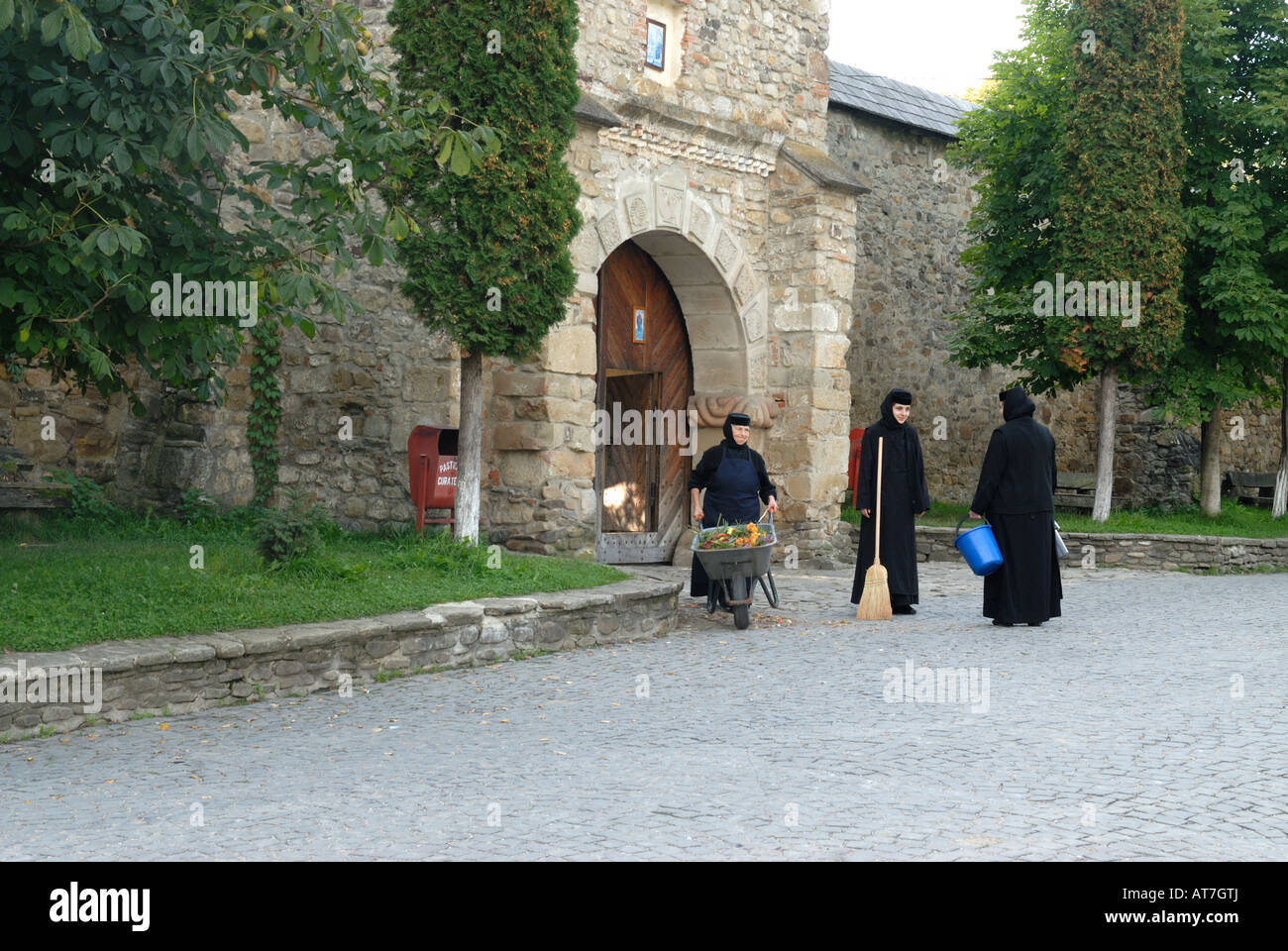 Nuns outside an orthodox monastery in Romania Stock Photo - Alamy