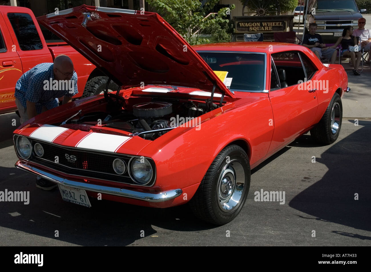 67 Camaro Red White Stripes
