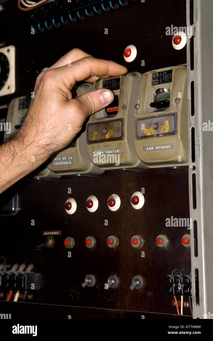 Electrical panel for bell ringing Stock Photo - Alamy
