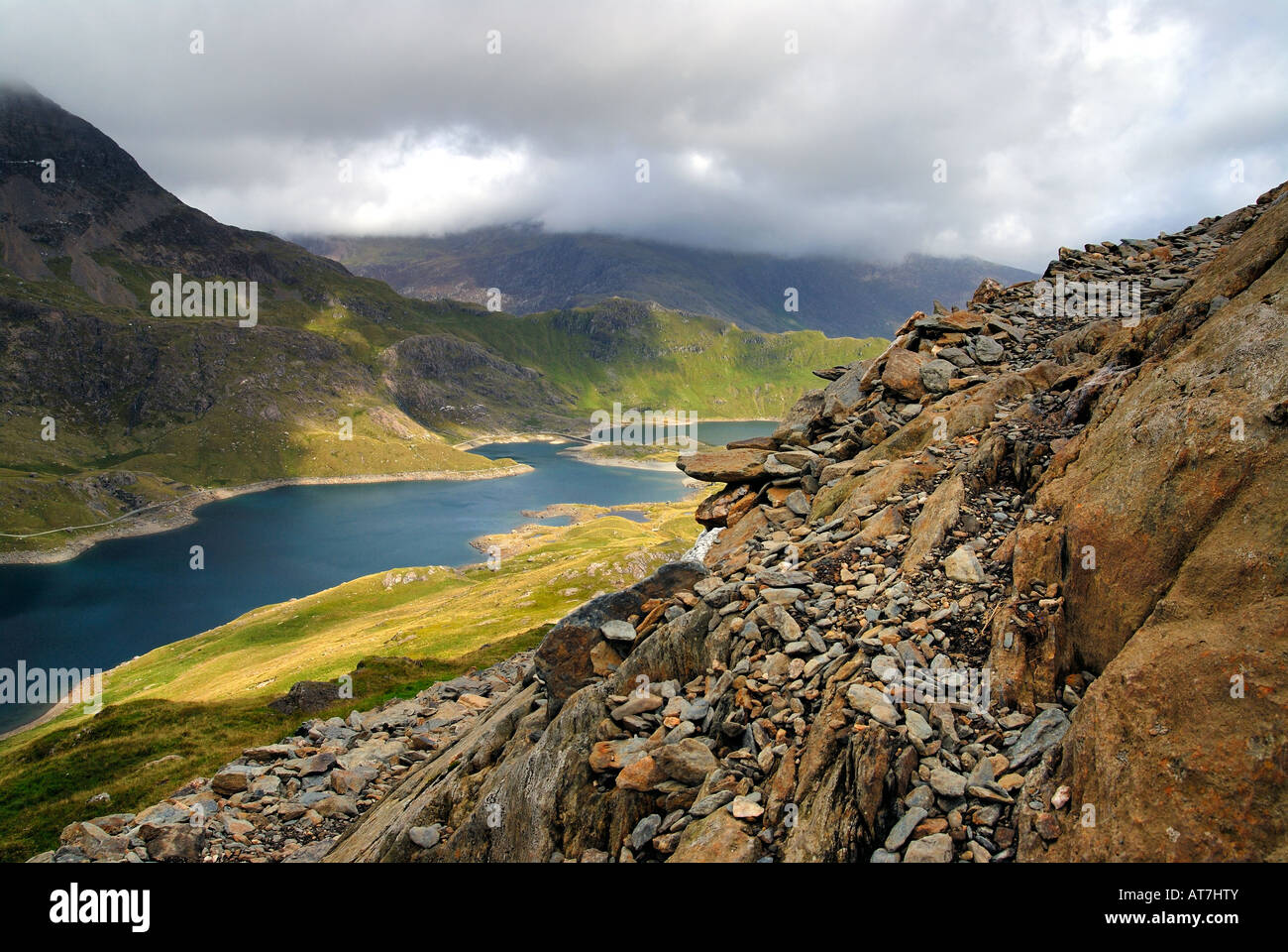 Llyn Llydaw view from Lliwedd Bach. Snowdonia National Park Stock Photo ...