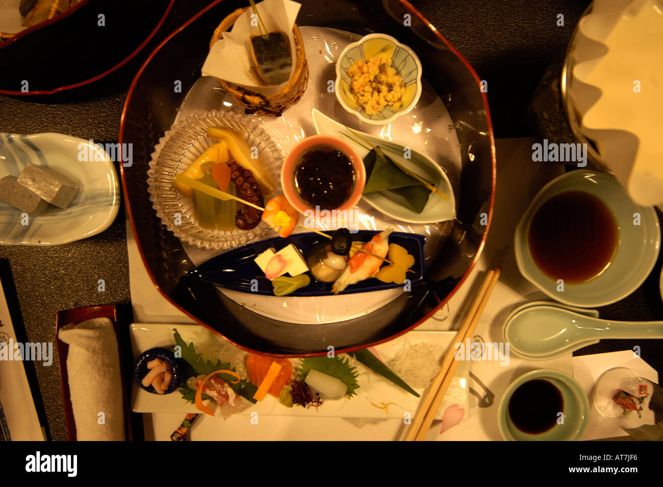traditional Japanese dinner sashimi sushi Kyoto Japan Stock Photo - Alamy