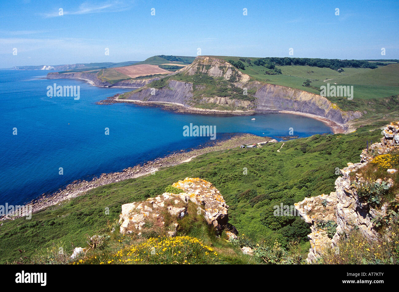 dorset coastline by chapman pool clifftop view coastal footpath ...