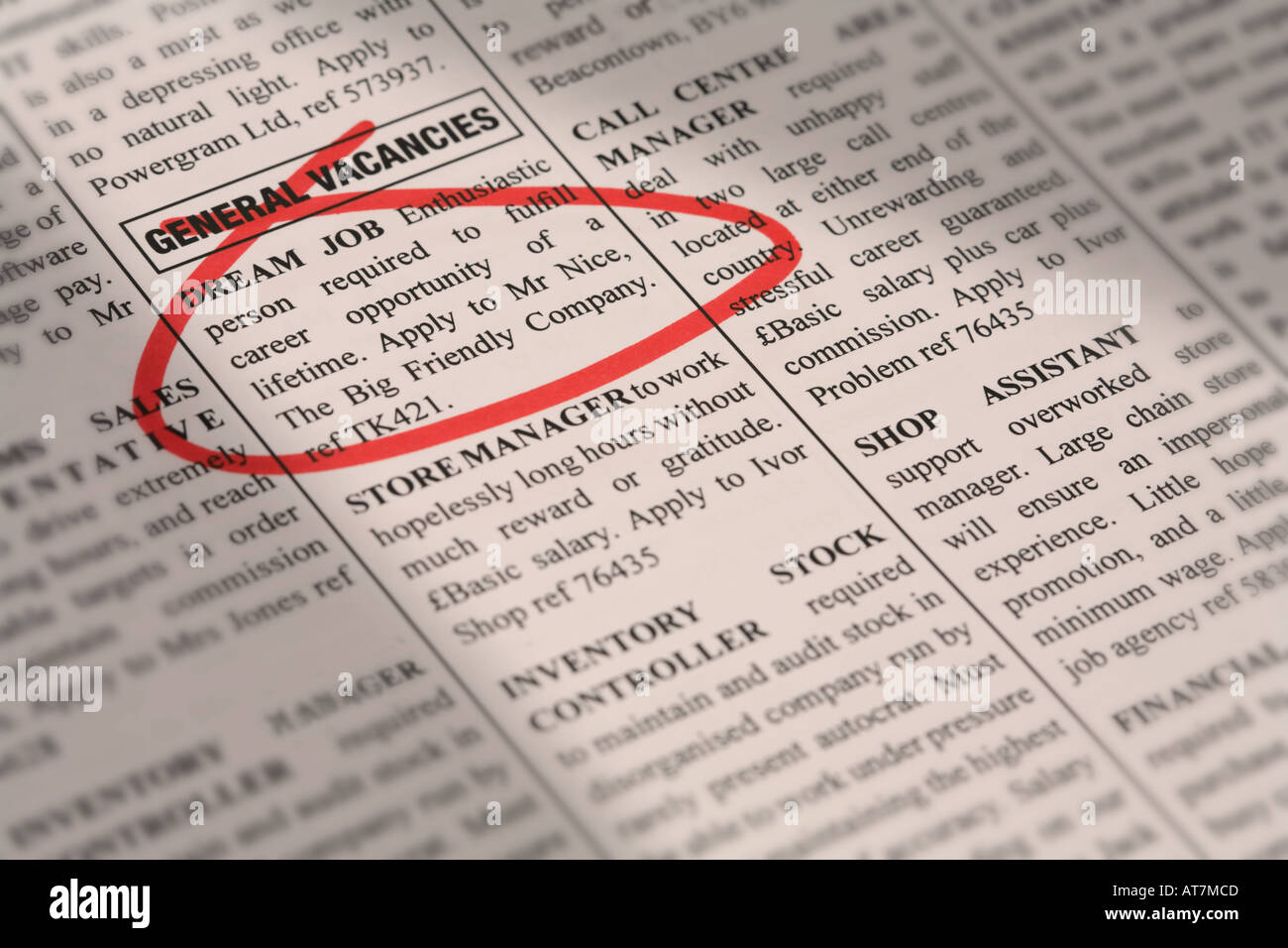 Job Vacancy Advert Perfect Job Stock Photo - Alamy