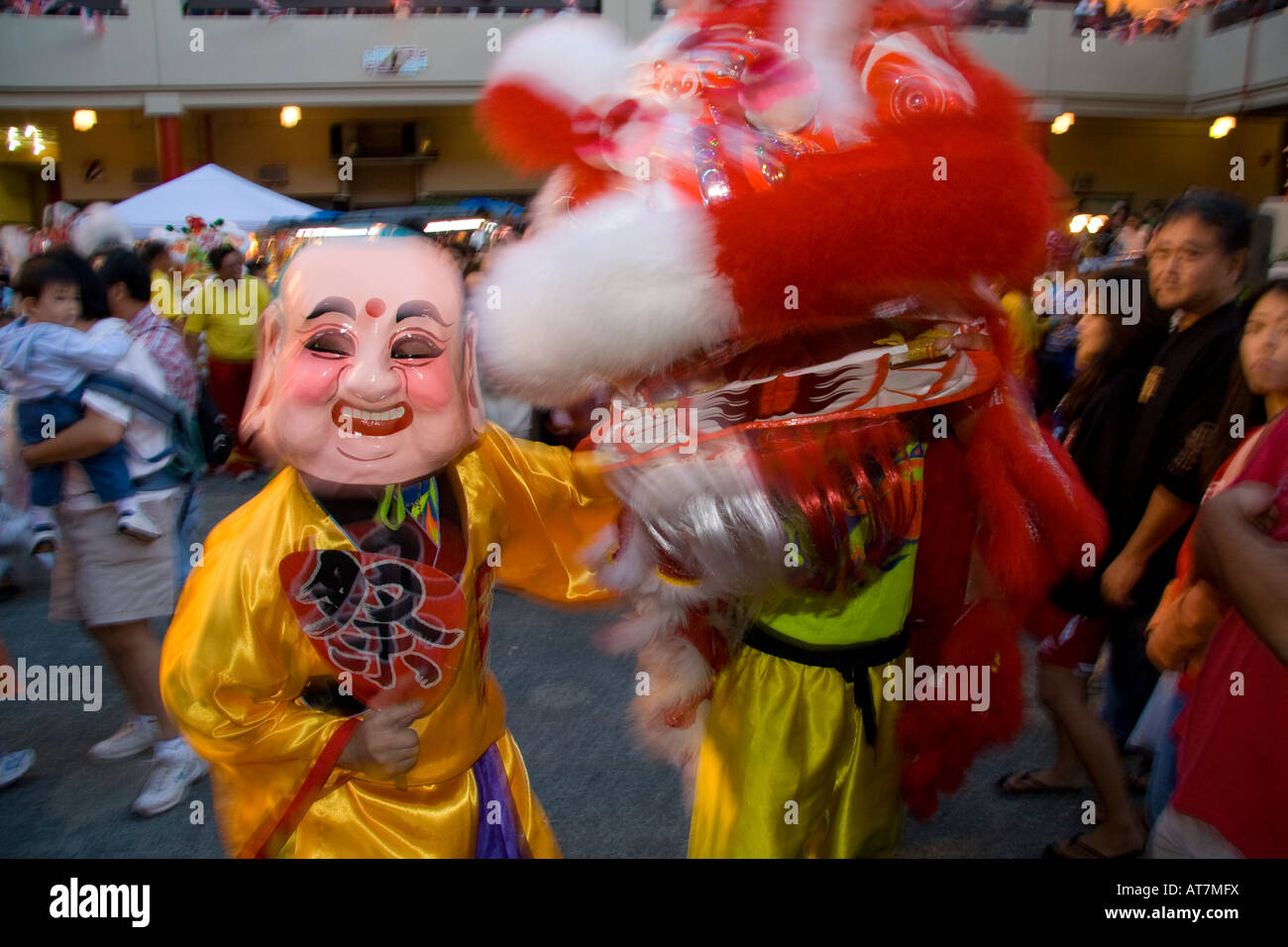 Chinese New Year celebration and Lion dance Stock Photo - Alamy