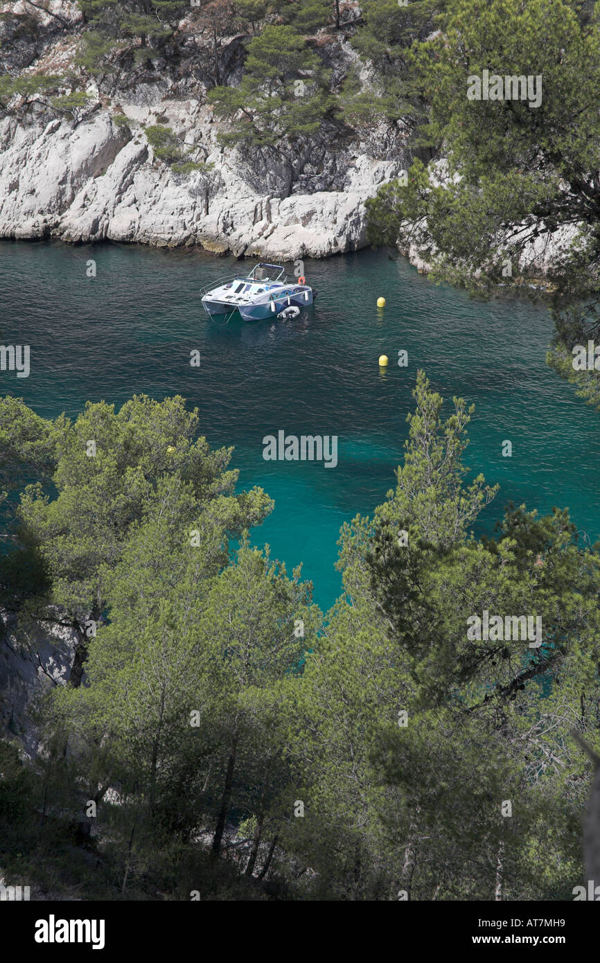 Stock photograph of Port Pin Calanque limestone cliffs between Cassis ...