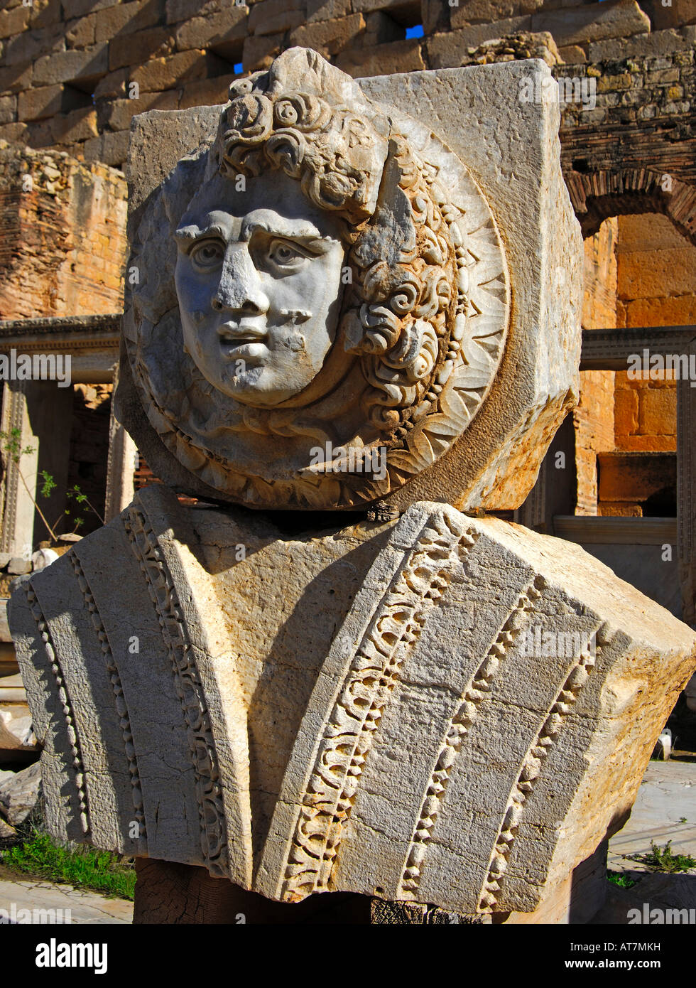 Head of Medusa Severan Forum Ruins of the Roman City Leptis Magna Libya ...