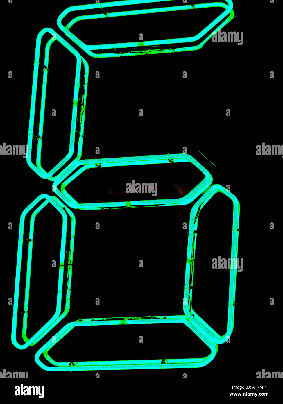 Neon number six Stock Photo - Alamy