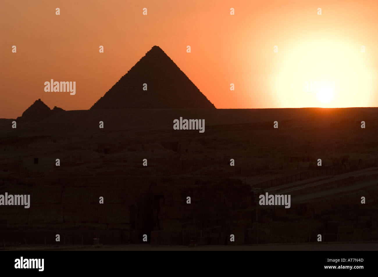 sunset Pyramids Giza Plateau Cairo Egypt North Africa Stock Photo - Alamy