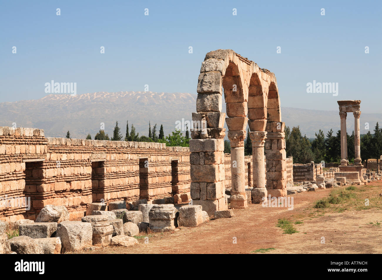 Umayyad period ruins in the ancient city of Aanjar Bekka Valley Lebanon ...