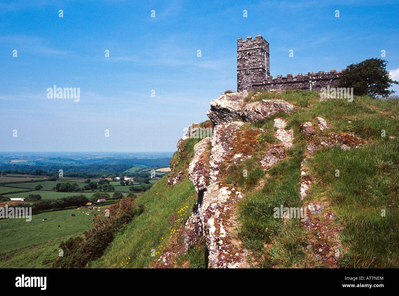brent tor church edge of dartmoor devon england uk gb Stock Photo - Alamy