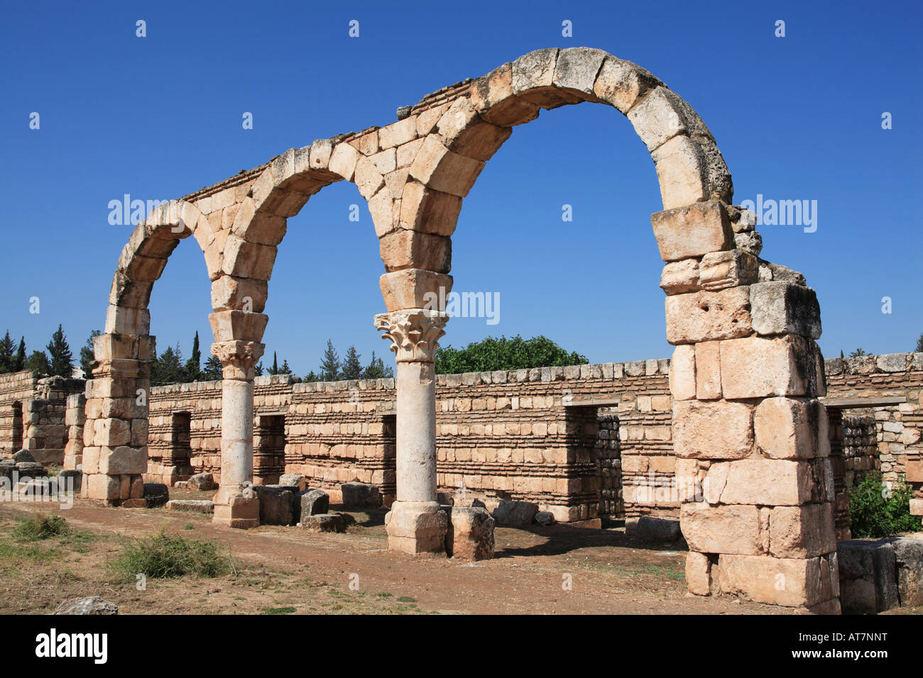 Umayyad period ruins in the ancient city of Aanjar Bekka Valley Lebanon ...