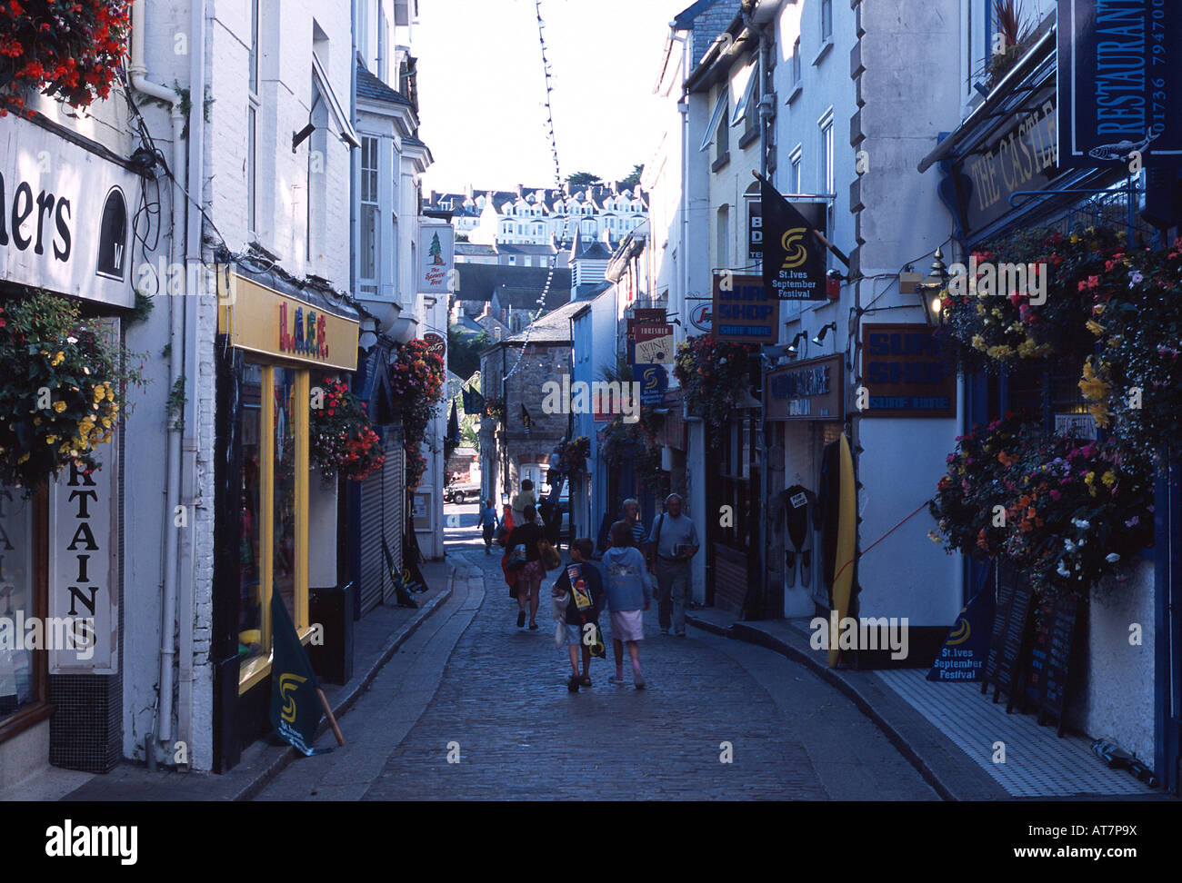 st ives town centre narrow quaint streets cornwall england uk Stock ...