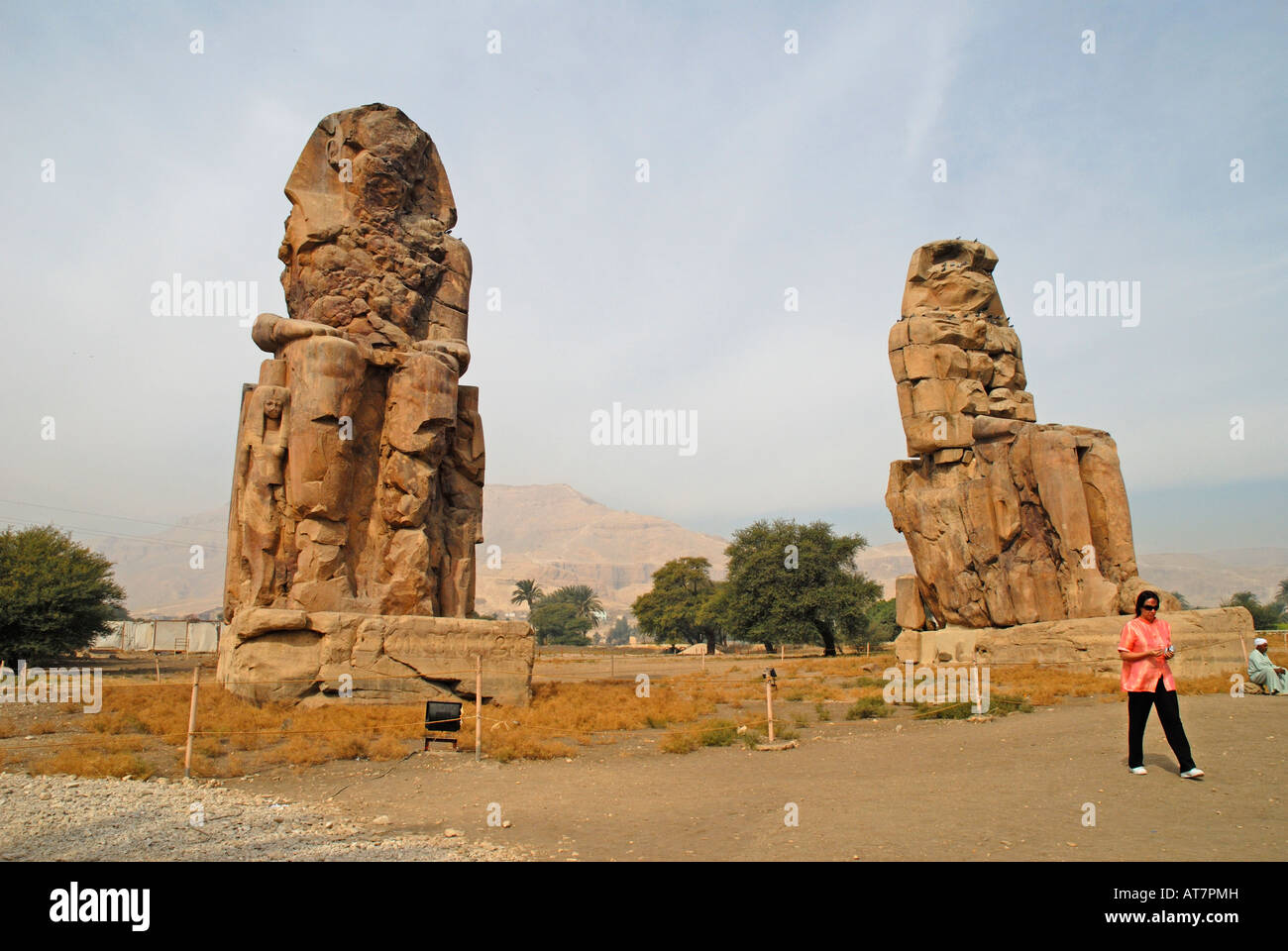 The Colossus of Memnon on the outskirts of Luxor in Egypt are two ...