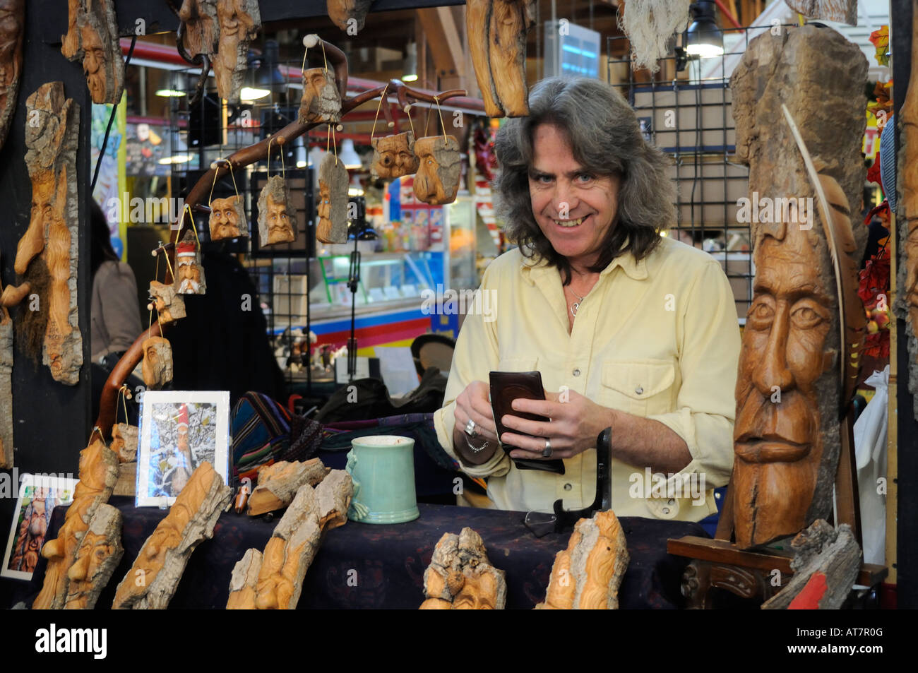 Denis "Maximus" the woodcarver a vendor at Granville Island Public ...