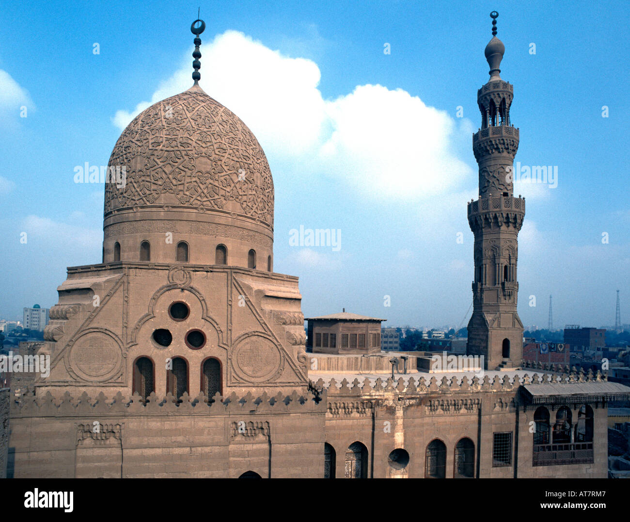 dome of mausoleum, minaret, sabil kuttab, Complex of Qaytbay, Northern ...